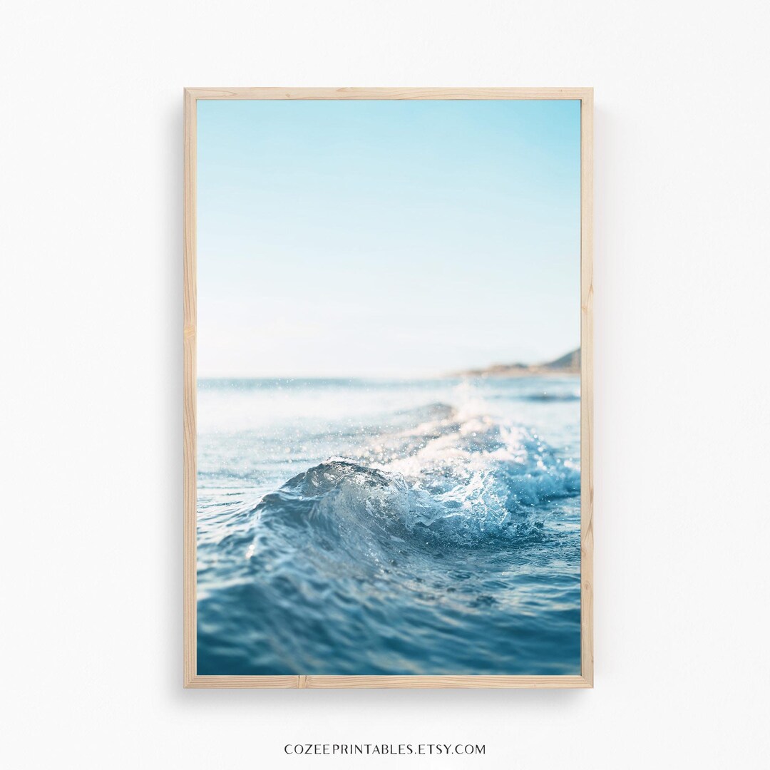 Blue Wave Wall Art, Printable Wall Art, Ocean Wave Photography, Coastal ...