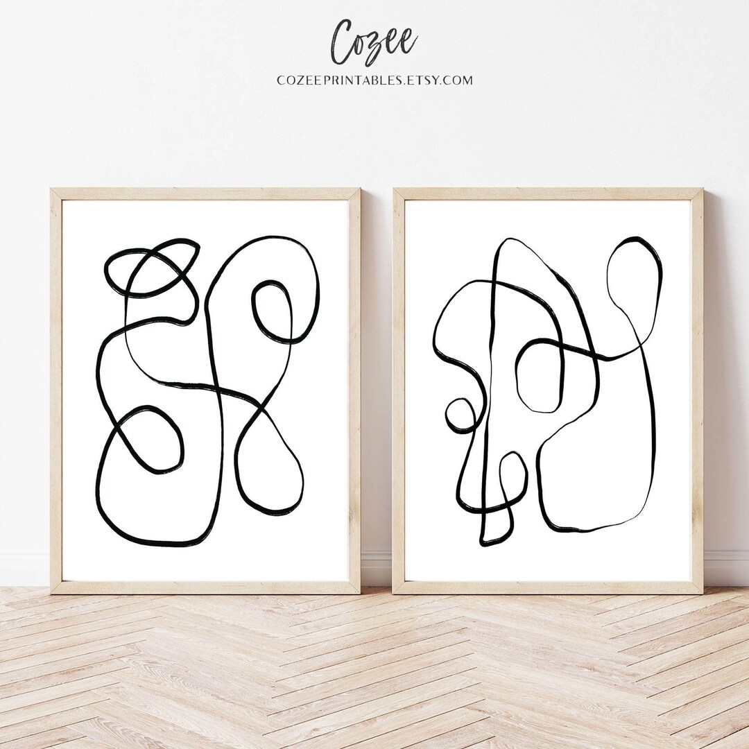 Modern Line Art Set, Printable Wall Decor Prints, Abstract Line Art ...
