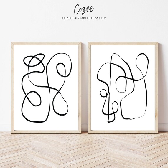 Modern Line Art Set Printable Wall Decor Prints Abstract | Etsy