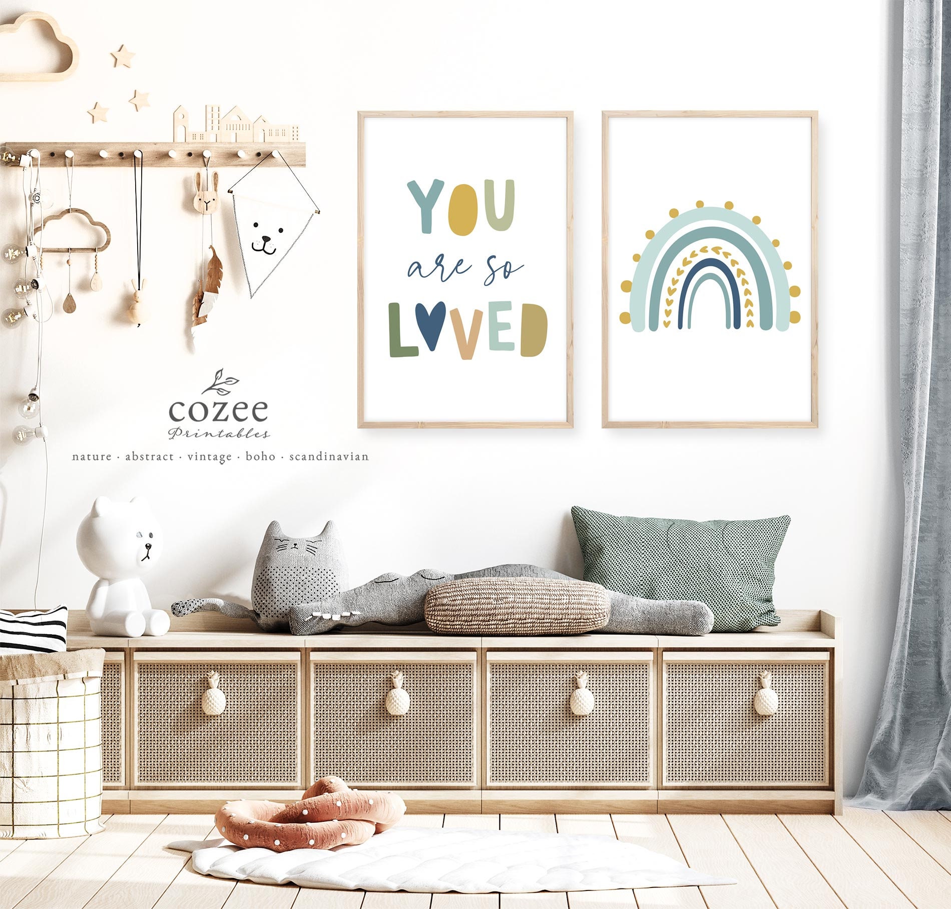 You Are so Loved Nursery Wall Art, Printable Nursery Wall Art, Rainbow ...