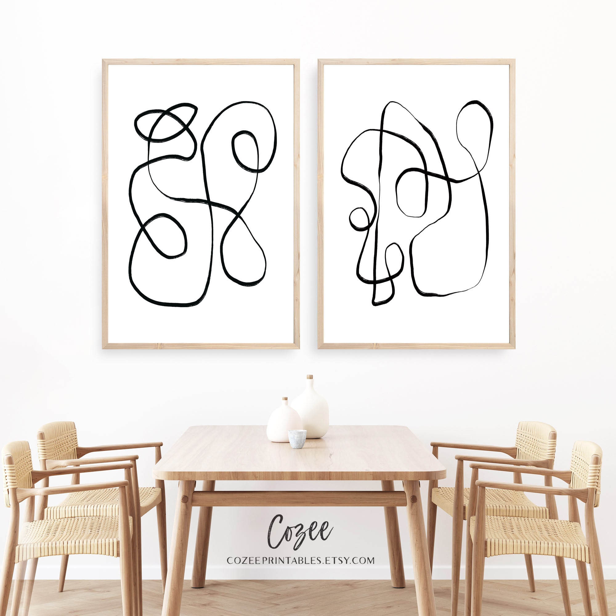 Modern Line Art Set Printable Wall Decor Prints Abstract - Etsy