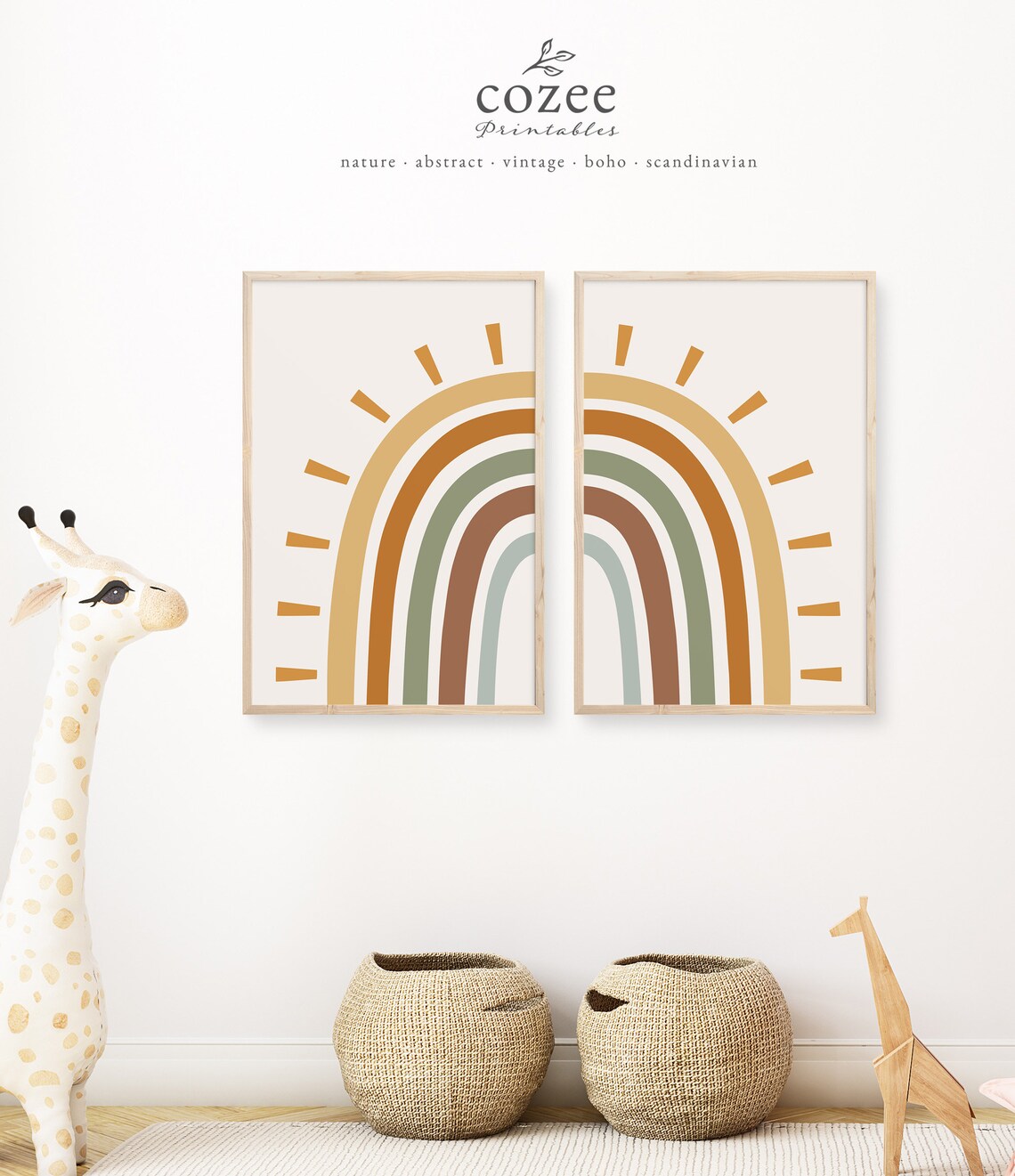 Positive Kid Affirmations Rainbow Wall Art, Printable Boho Earthy ...