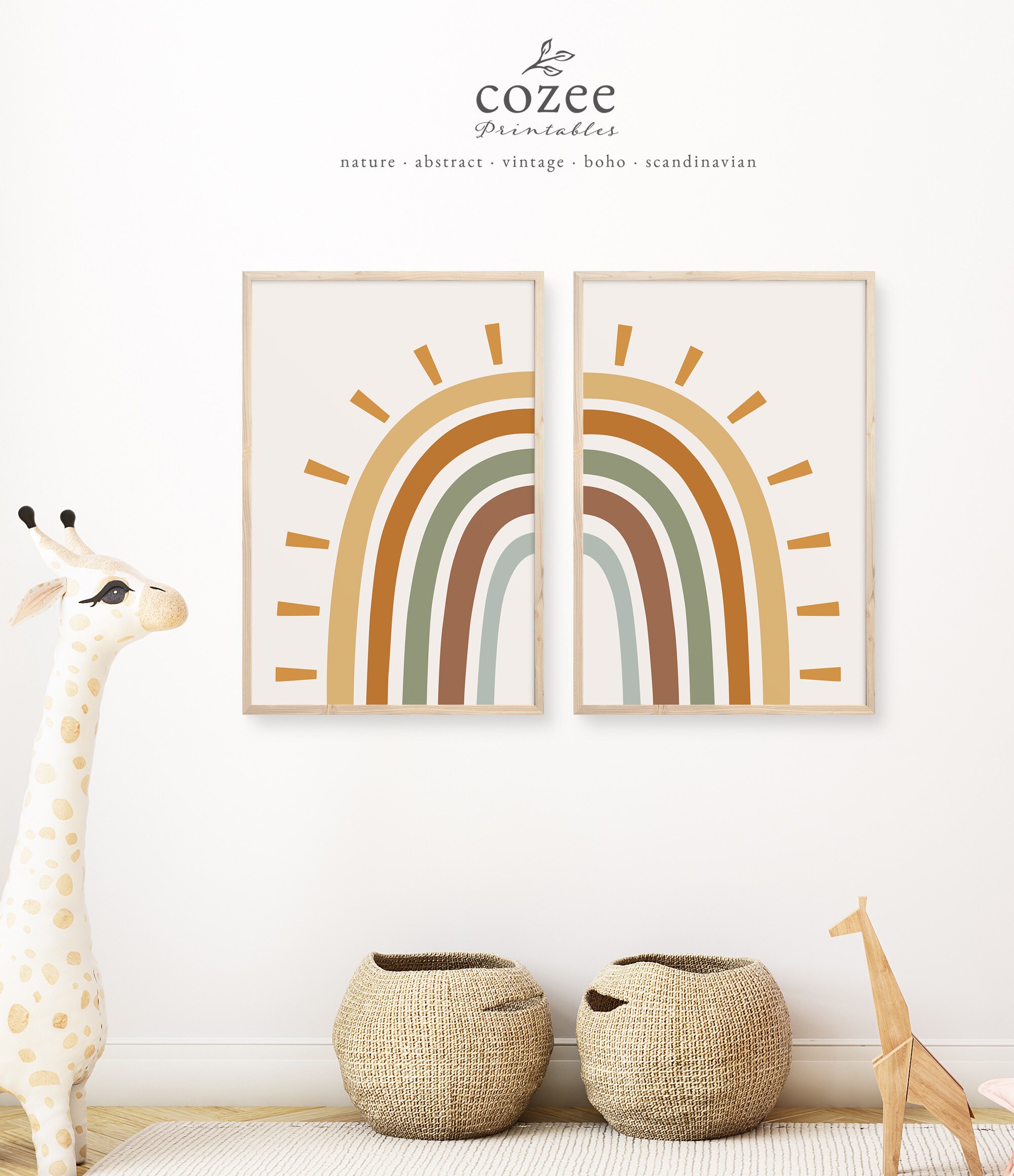 Positive Kid Affirmations Rainbow Wall Art, Printable Boho Earthy ...