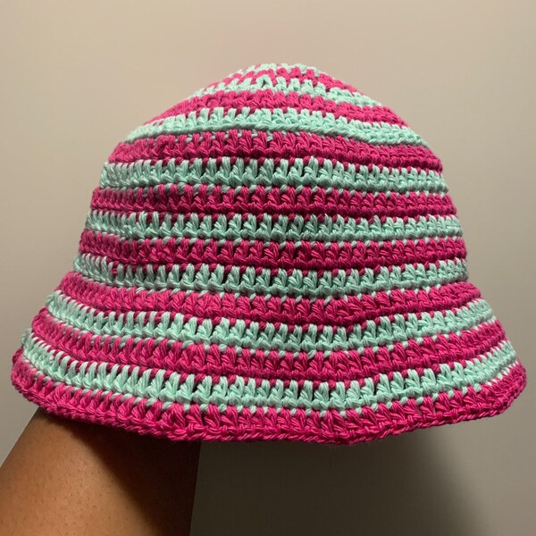 Crochet Striped Bucket Hat - Etsy