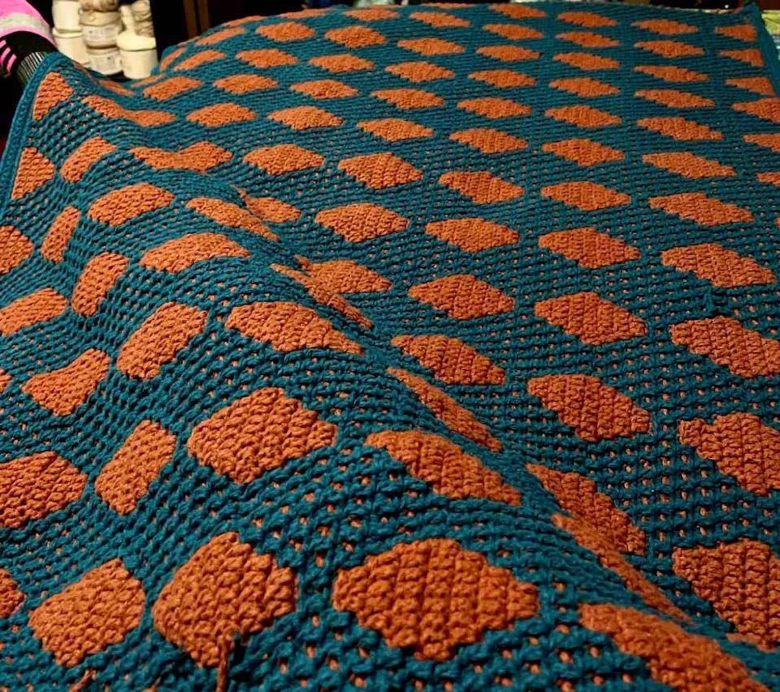 Mosaic Diamond & Lattice Throw Pattern - Etsy
