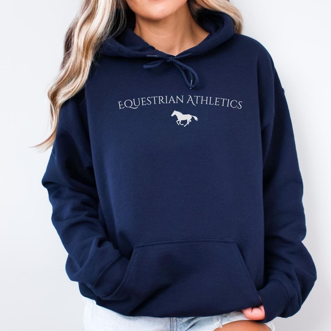 Equestrian Hoodie Sweatshirt With Pocket, Minimalist Sweater Horseback ...