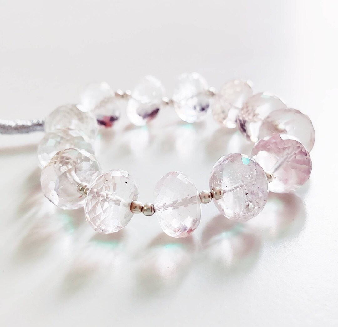 WILD SALE 12 to 6 MM Natural Morganite Faceted Beads Morganite Rondelle ...