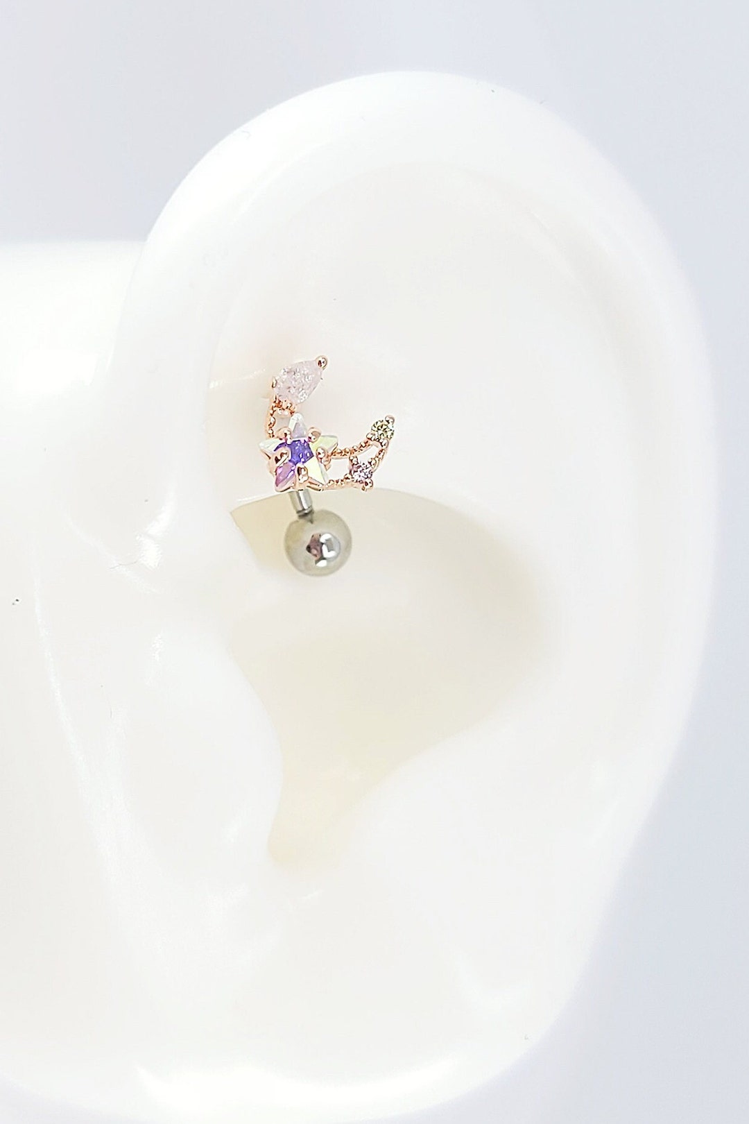 16G Moon Star Rook Piercing: Surgical Steel Cartilage Barbell - Etsy
