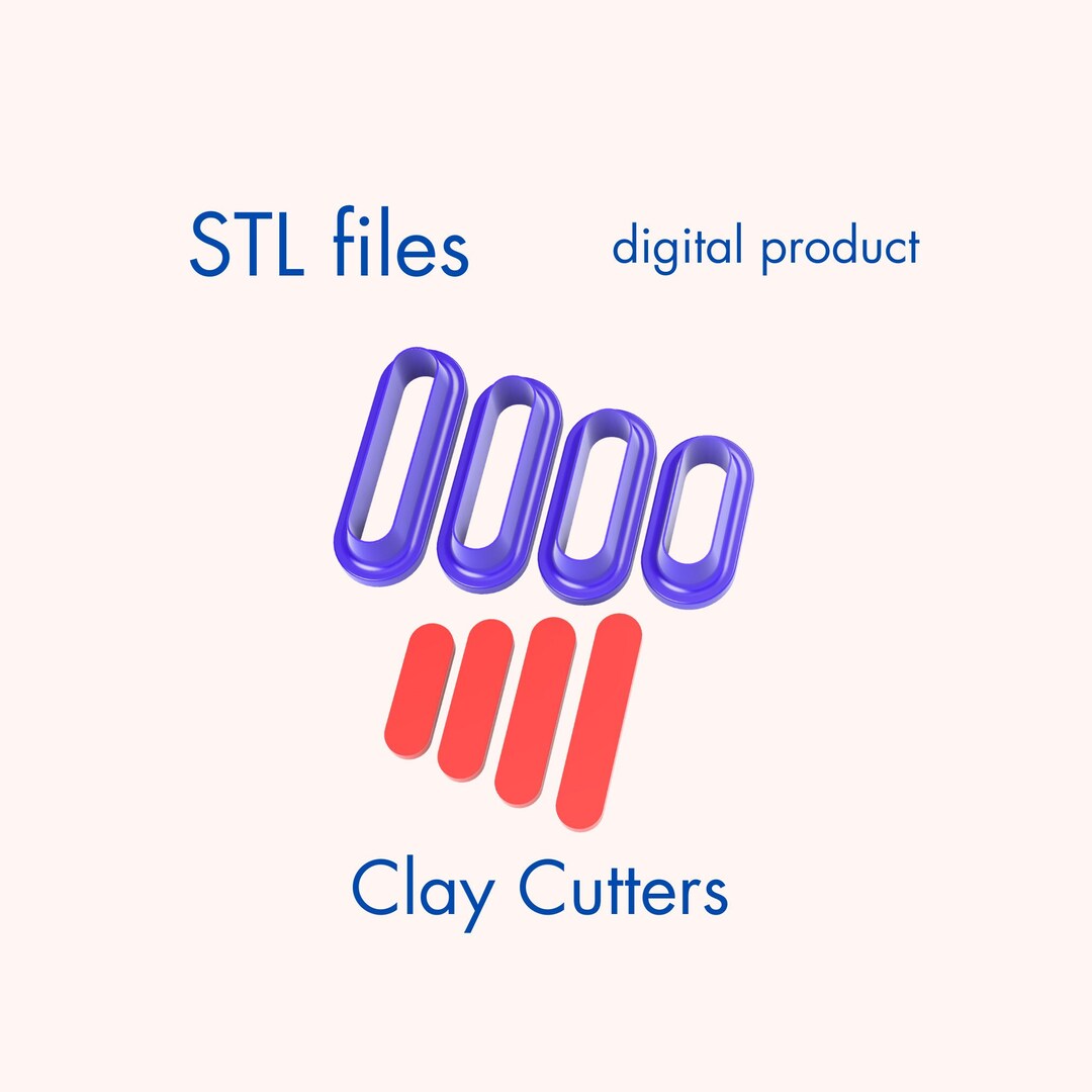 Thin Long Oval Cutters, Digital Cutters, Polymer Clay Cutters, Geometric 3d Stl File, Polymer ...