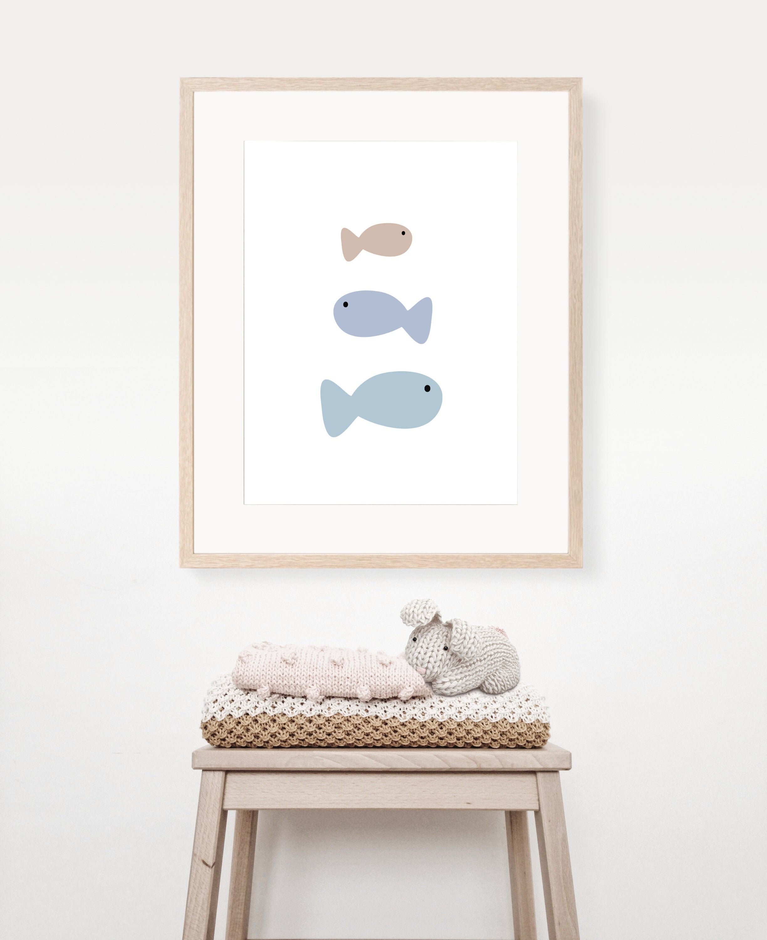 Fishing Baby Room Nursery Wall Art, Blue Fish Nursery Wall Art ...