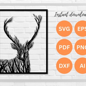 Deer Wall Art Svg | Dxf | EPS | AI | Png and PDF Files | Plasma Cut ...