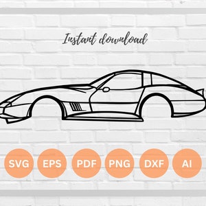 Corvette Wall Art Svg Dxf EPS AI Png and PDF Files - Etsy