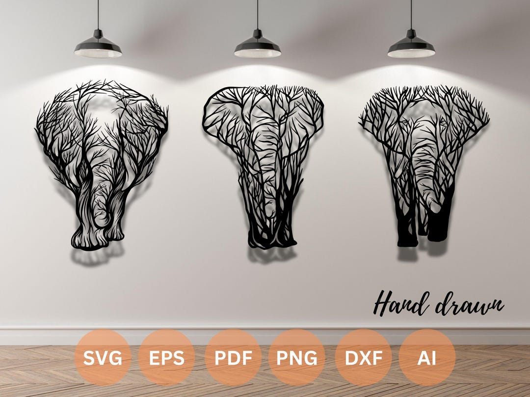 Elephant Wall Art Svg | Dxf | EPS | AI | DFX Files | Plasma Cut File ...