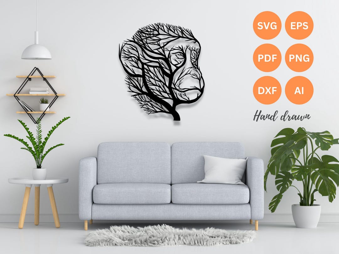 Monkey Wall Art | Plasma Cut, Laser Cut Files (SVG, PDF) - Etsy