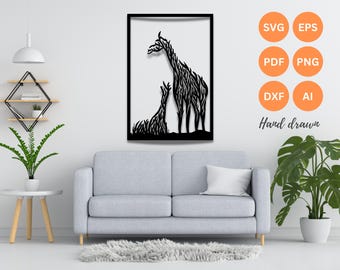 Giraffe Silhouette - DXF SVG PNG Dwg - Etsy