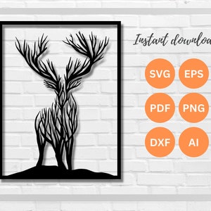 Deer Wall Art Svg | Dxf | EPS | AI | Png and PDF Files | Plasma Cut ...