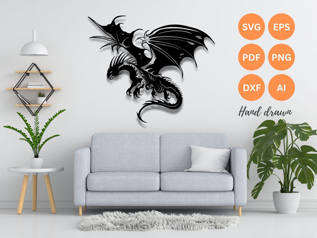 Winged Dragon Wall Art | Plasma Laser Cut Files (SVG, DXF, PDF) - Etsy