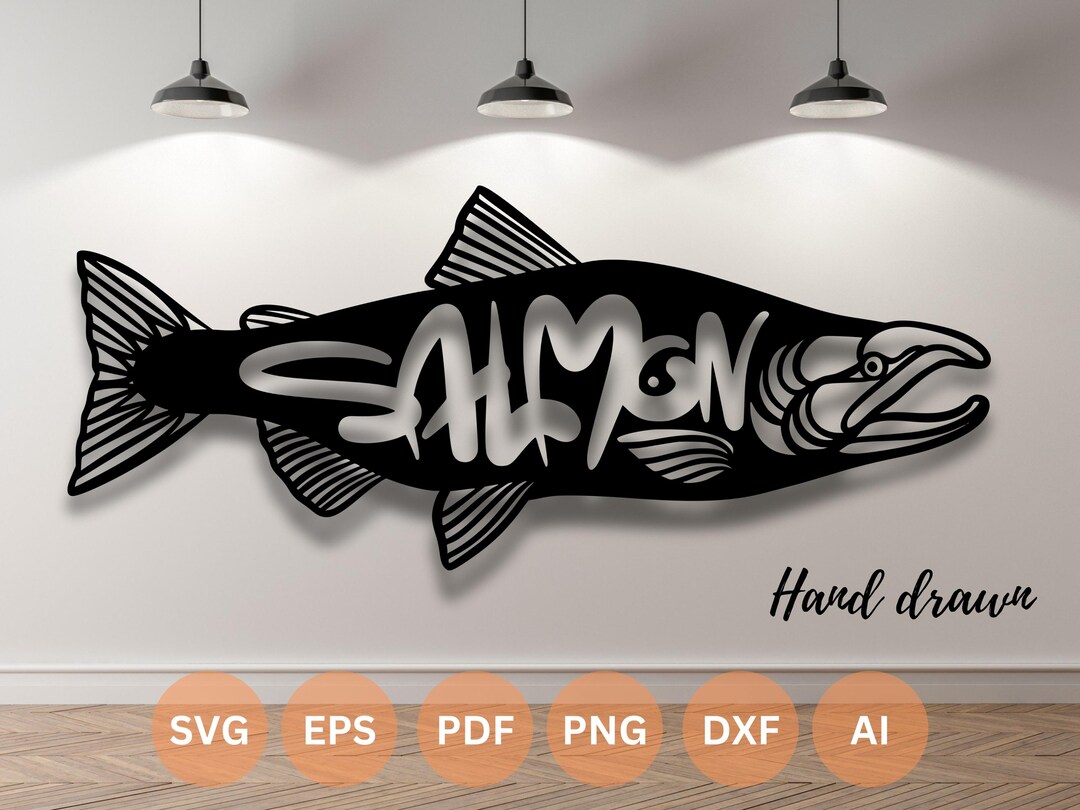 Salmon Wall Art Laser Cut File | Fish Svg, Glowforge (digital Download ...