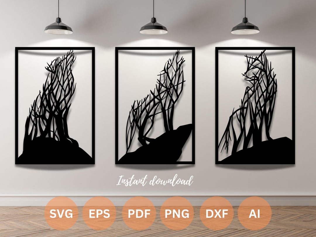 Wolf Wall Art Svg | Dxf | EPS | AI | Png and PDF Files | Plasma Cut ...