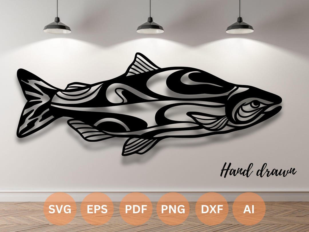 Salmon Wall Art Svg | Dxf | Eps | Ai | Png | Pdf | Plasma Cut File ...