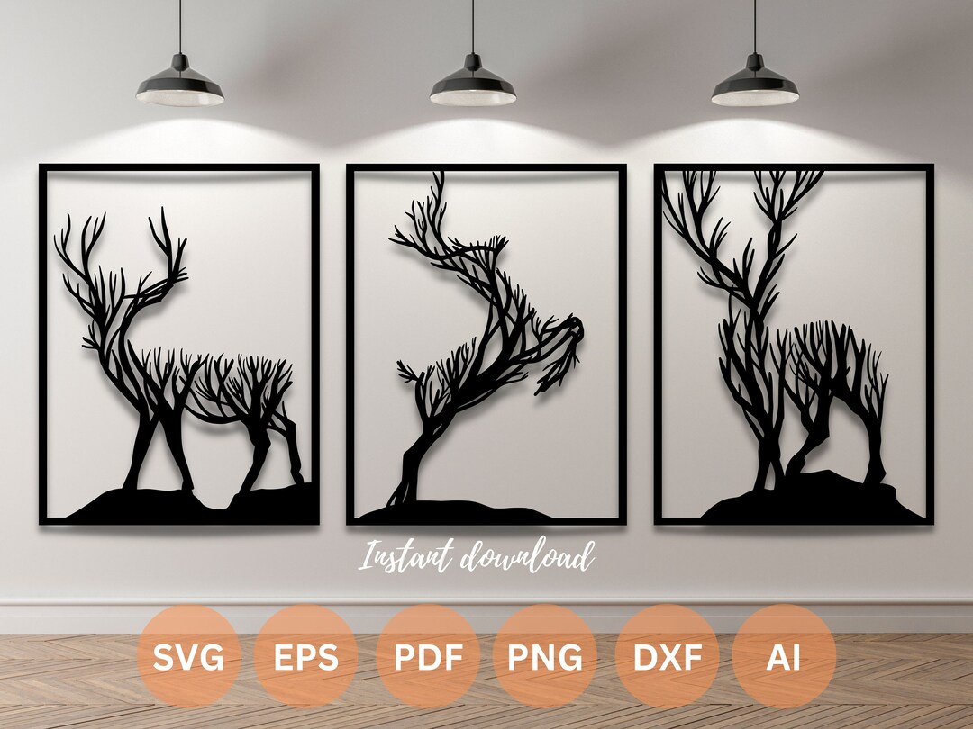 Deer Wall Art Svg | Dxf | EPS | AI | Png and PDF Files | Plasma Cut ...