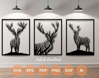Deer Wall Art Svg | Dxf | EPS | AI | Png and PDF Files | Plasma Cut ...