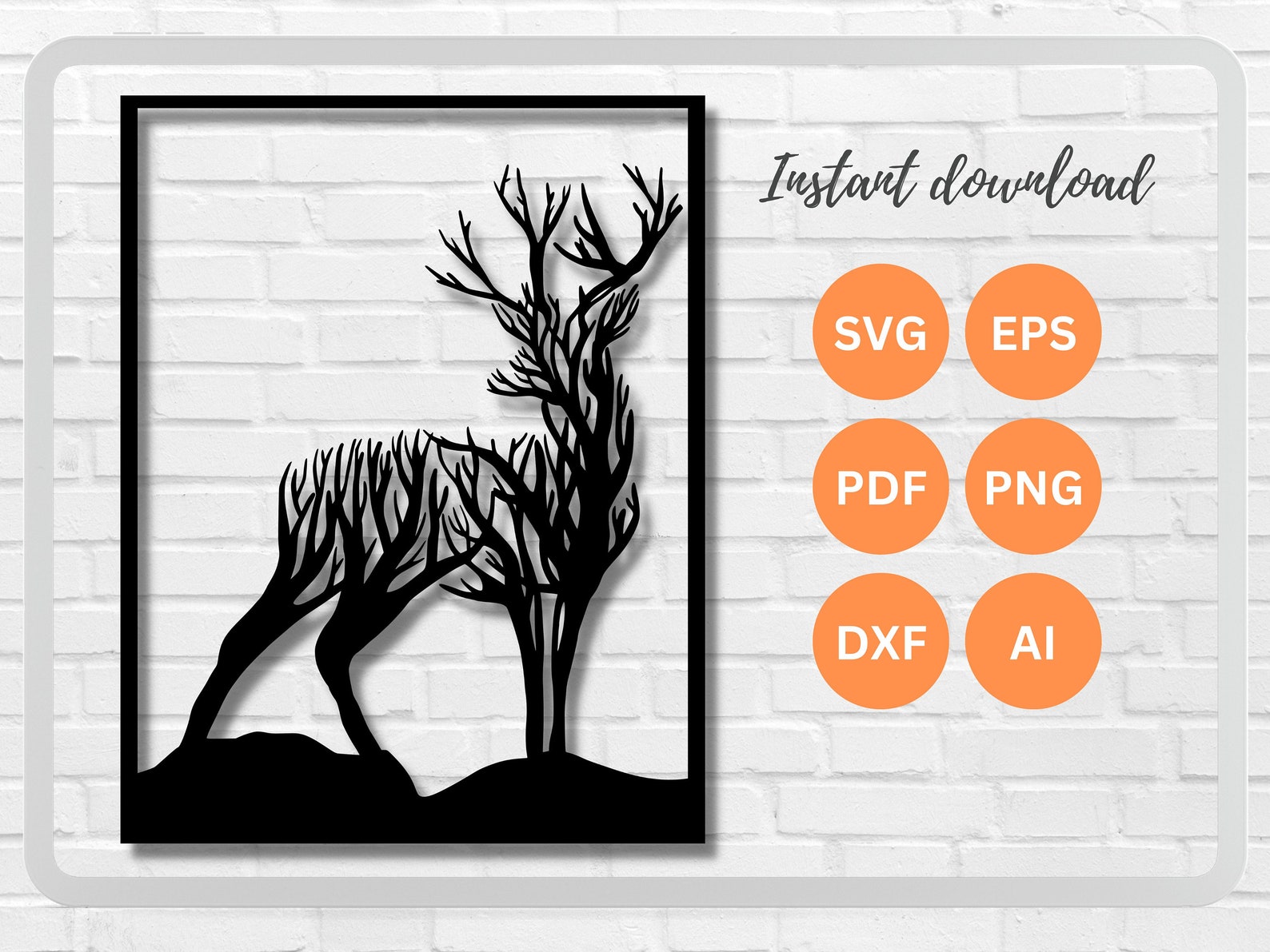 Deer Wall Art Svg Dxf EPS AI Png and PDF Files - Etsy