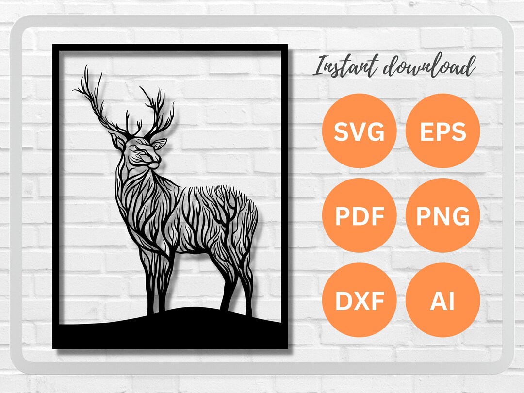 Deer Wall Art Svg Dxf EPS AI Png and PDF Files Plasma Cut File Wall Art ...
