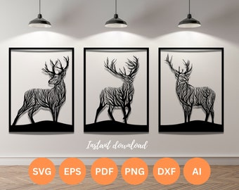 Deer Wall Art Svg | Dxf | EPS | AI | Png and PDF Files | Plasma Cut ...