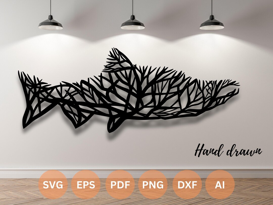 Salmon Wall Art Svg | Dxf | Eps | Ai | Png | Pdf | Plasma Cut File ...