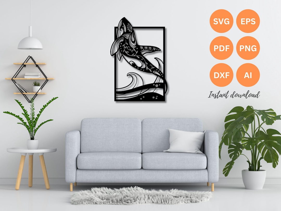 Orca Wall Art Svg | Dxf | EPS | AI | Png and PDF Files | Plasma Cut ...