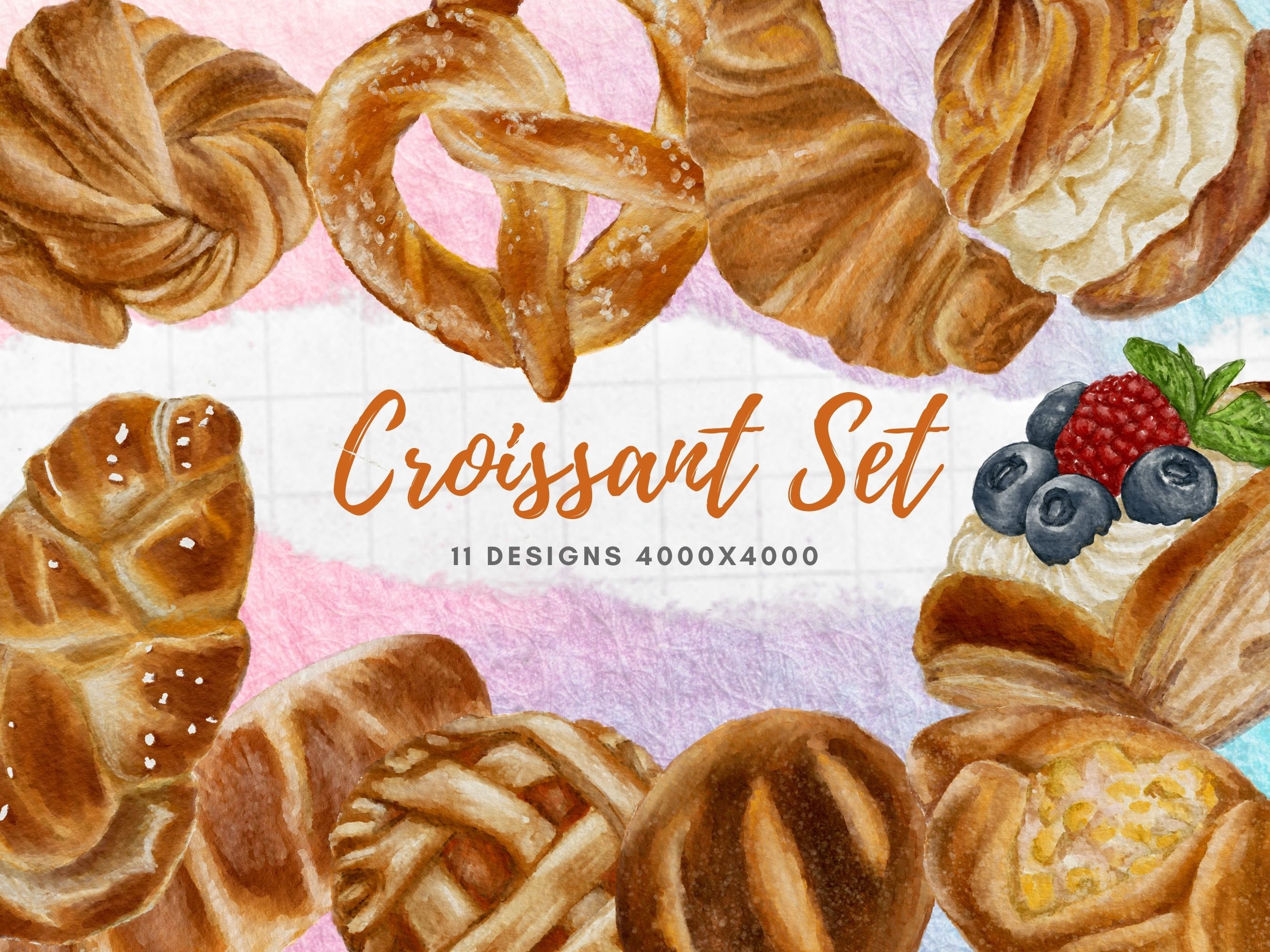 Embellishments Papercraft Paper, Party & Kids Watercolor croissant ...