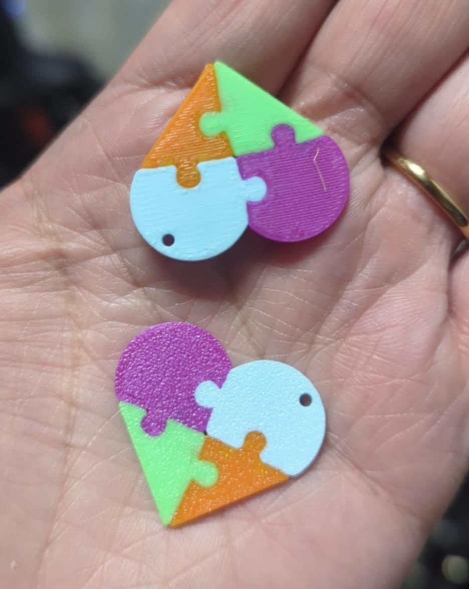 Autism Puzzle Heart Earring *digital STL 3D Print File* - Etsy