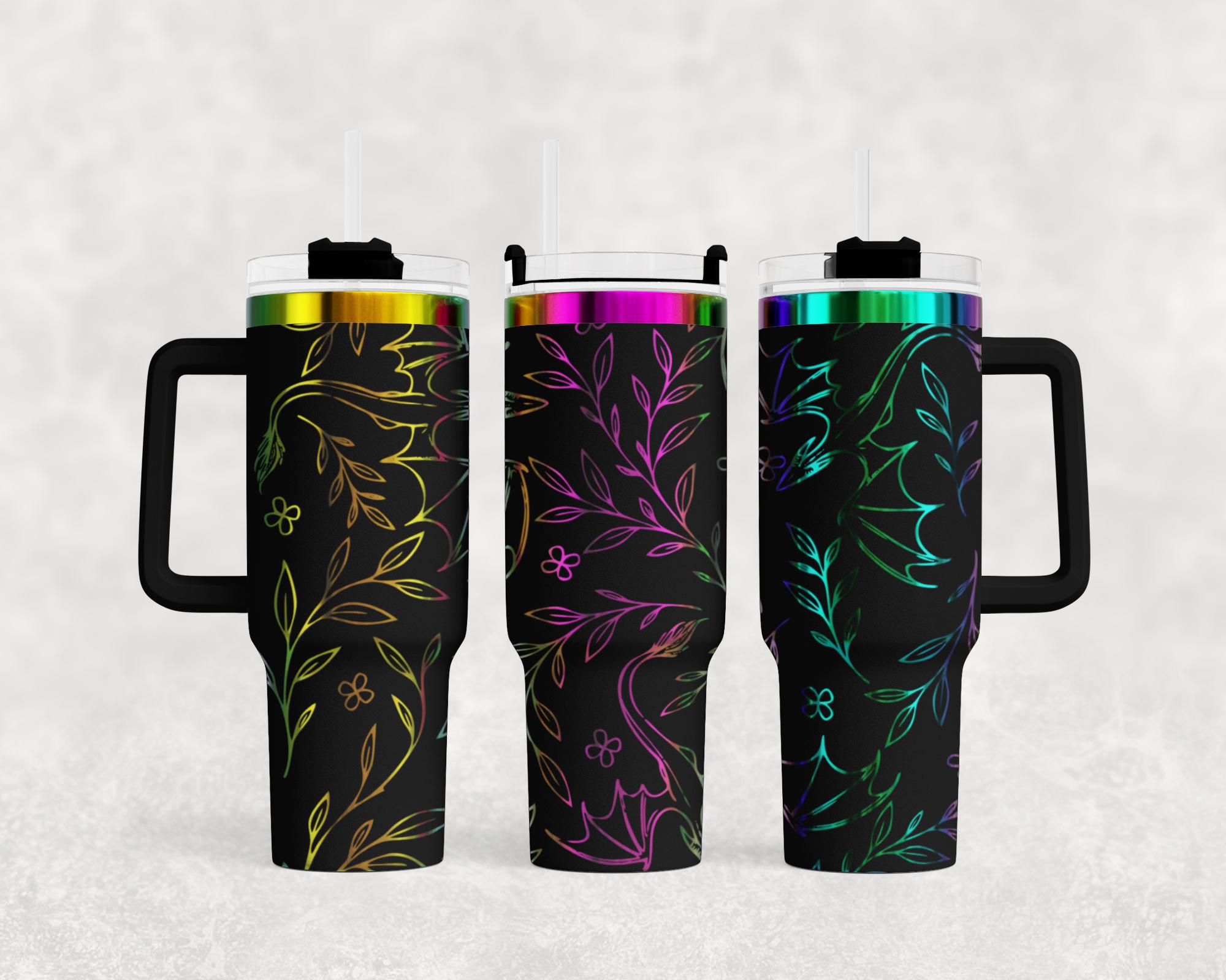 Floral Botanical Dragons 30 and 40oz Seamless Tumbler Engraving ...