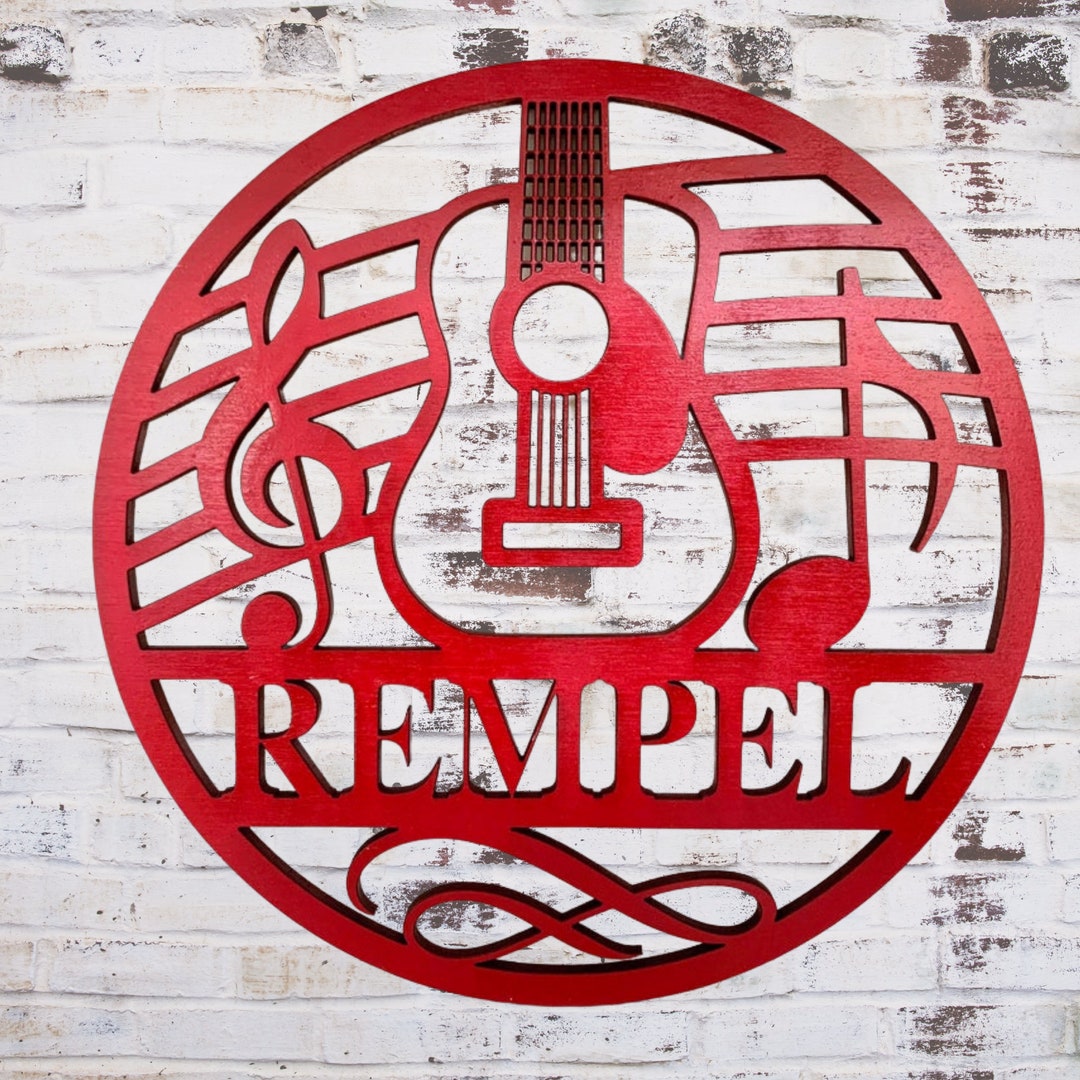 Guitar Name Sign Monogram Wall Décor Music Note Split Sign - Etsy