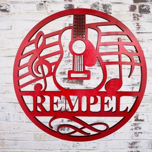 Guitar Name Sign Monogram Wall Décor Music Note Split Sign - Etsy