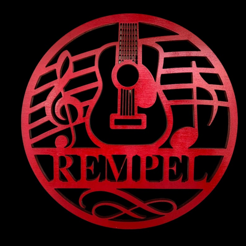 Guitar Name Sign Monogram Wall Décor Music Note Split Sign - Etsy