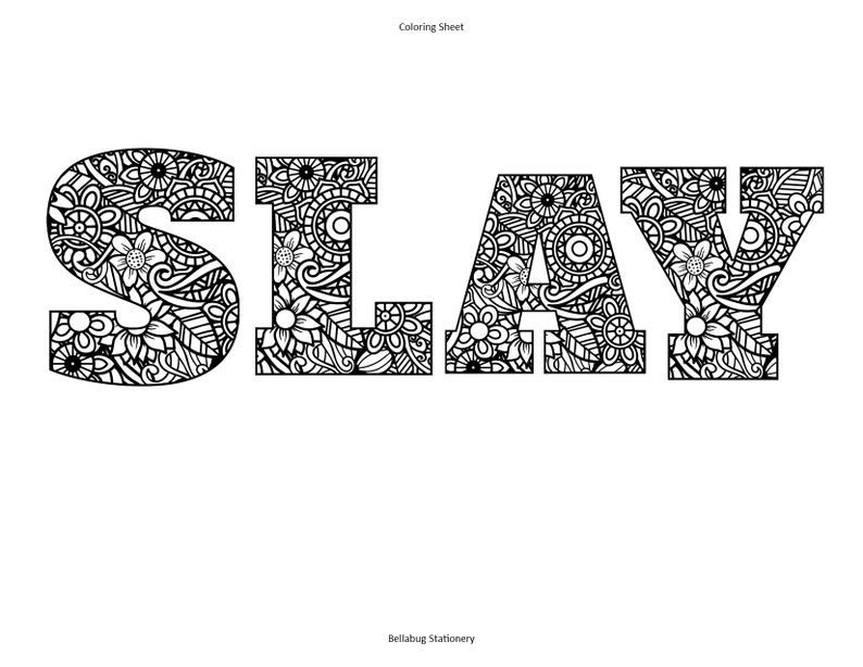 Digital Download|coloring Sheet|slay|mindful Gift|craft Project - Etsy