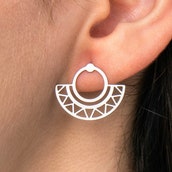 Stainless Steel Geometric Stud Earrings, Geometric Earrings, Fan Earrings, Steel Stud Earrings ...