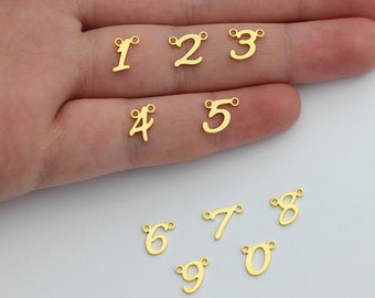 6x7mm 24k Shiny Gold Numbers, Number Charms, Number Beads, Birthday ...