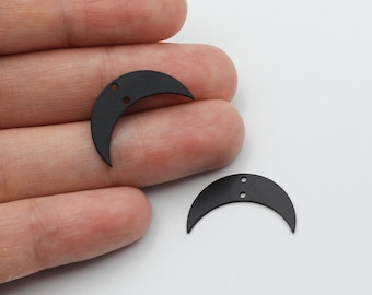 Stainless Steel Crescent Moon Lotus Charm, Steel Lotus Charm, Crescent Moon Pendant, Earring ...