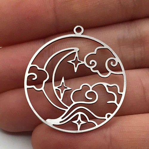 6pcs Stainless Steel Crescent Moon Flower Earring Charm - Etsy