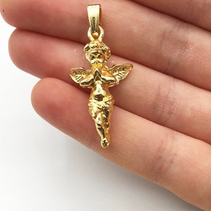 Gold Plated Baby Angel Charm, Gold Tone Angel Charm Pendant, Cherub ...