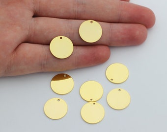 12mm 24k Shiny Gold Plated Tiny Round Charm, Gold Disc Charm, Stamping ...