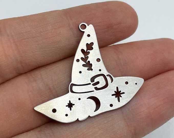 Stainless Steel Witch Charm Witch Pendant Witch Hat Charm - Etsy