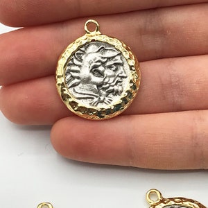 Gold and Silver Plated Roman Emperor Julius Caesar Coin Necklace ...