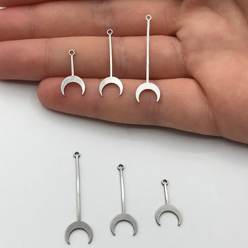 6pcs Stainless Steel Crescent Moon Flower Earring Charm - Etsy