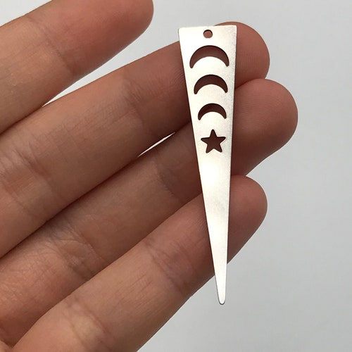 6pcs Stainless Steel Triangle Crescent Moon Spike Charm Moon - Etsy