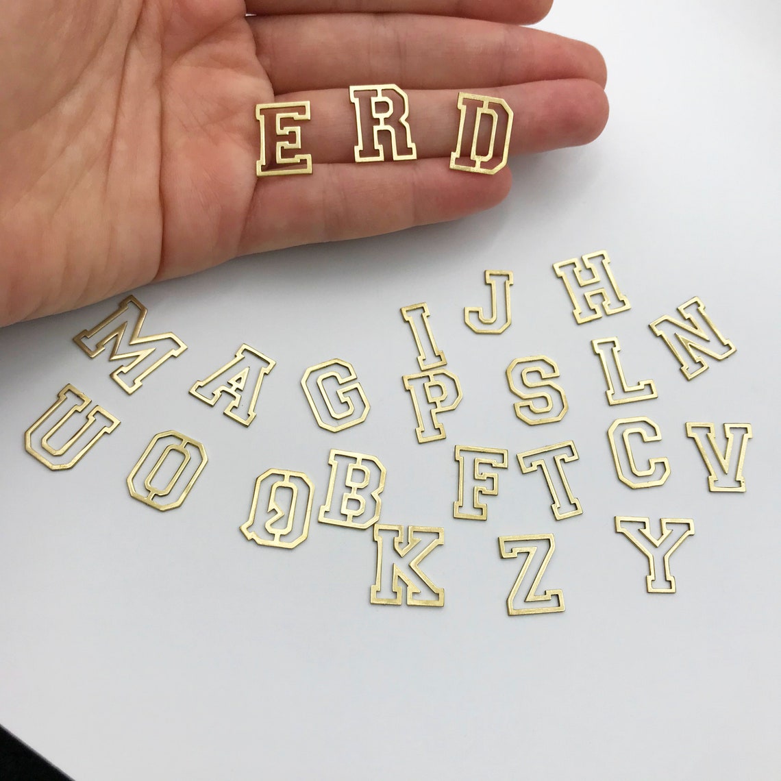 6pcs Raw Brass Letter Charm, Initial Charm, Alphabet Letter Charms ...