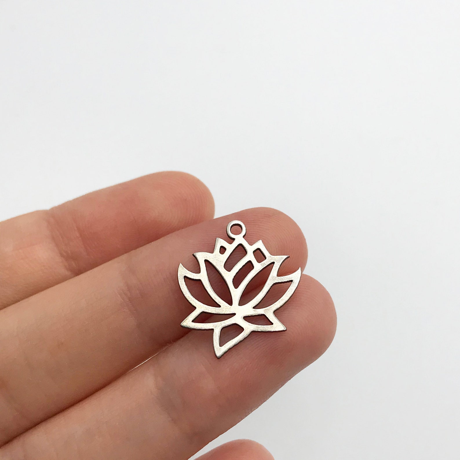 6pcs Stainless Steel Tiny Lotus Charm, Lotus Pendant, Lotus Necklace ...